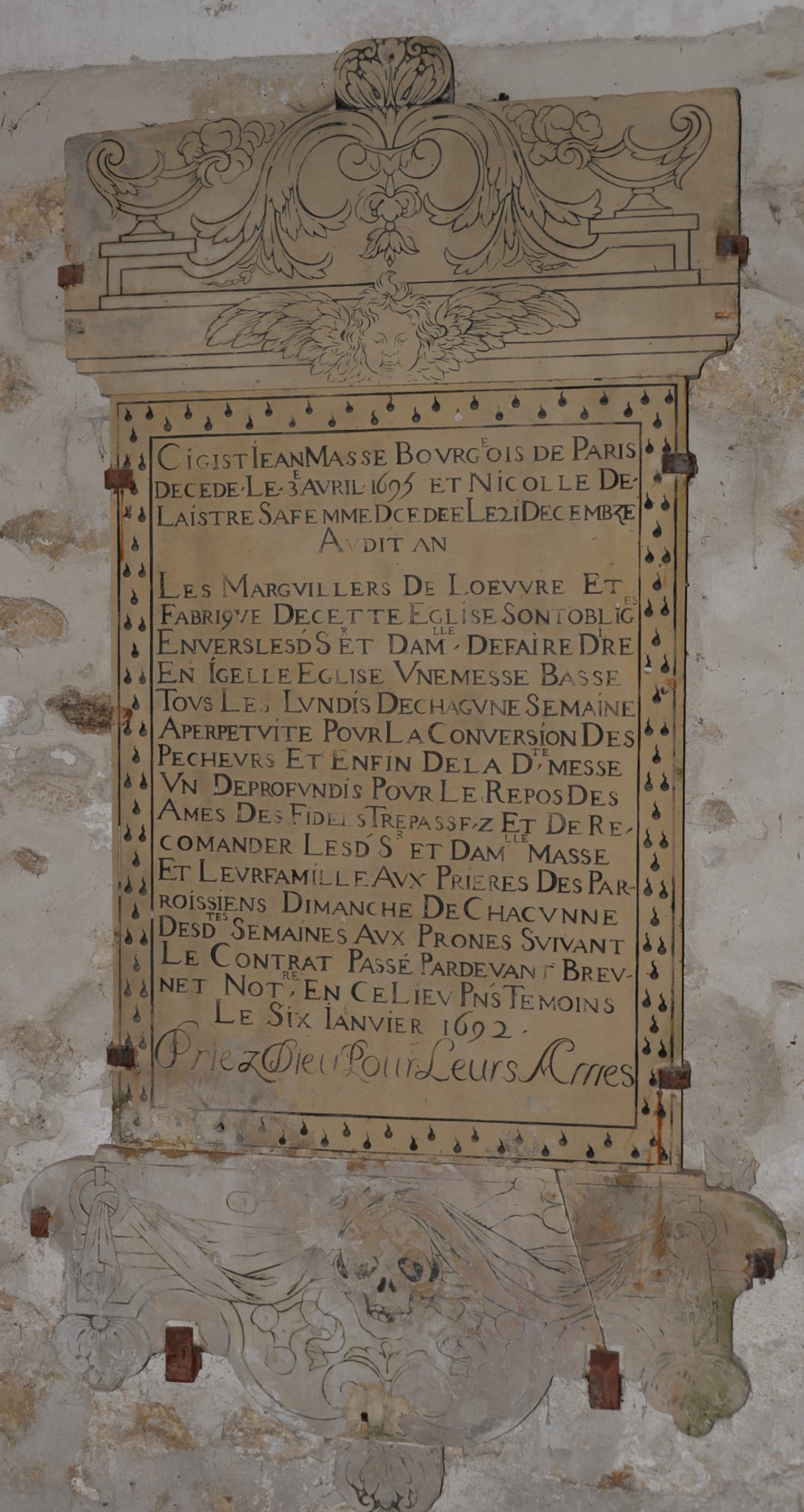Dalle funéraire de Jean Massé - Amis de Saint-Aubin